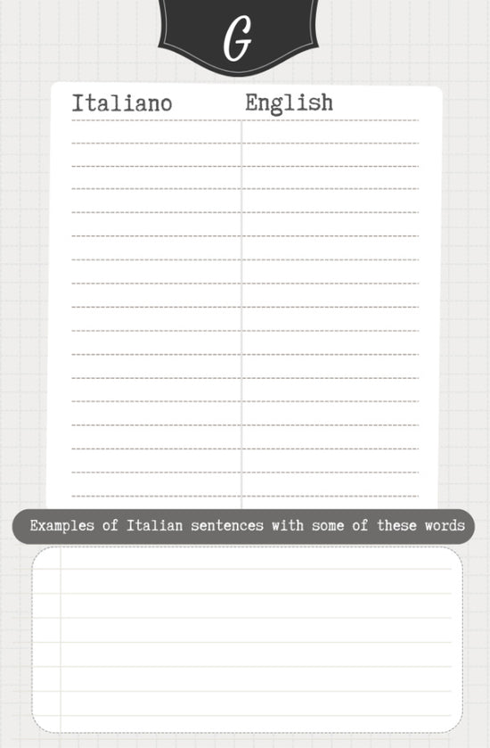 Italian Vocabulary Notebook | Learn Italian Book – Play Italian Shop
